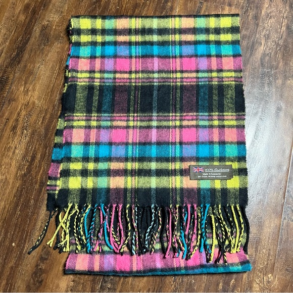 Accessories | Neon Day Glo Cashmere Plaid Tartan Scarf Made In Scotland ...